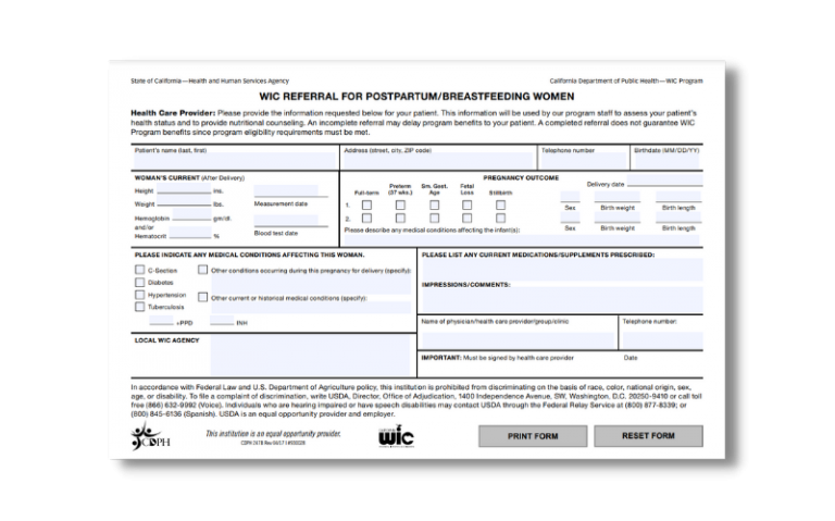 WIC Referral Forms and Education Materials – WIC